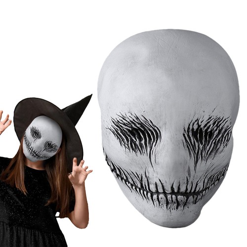 Scary Skeleton Skull Face Cover Horror Spectre Latex Costume Headgear ...