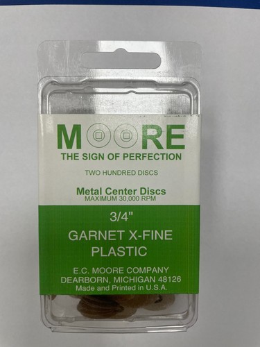 EC MOORE PLASTIC GARNET DISC 3/4" BRASS CENTER DISC 200/pk X-FINE GRIT ...