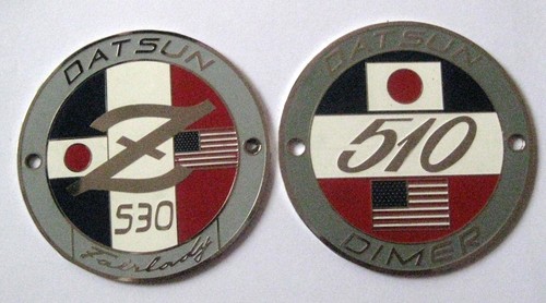 1CAR BADGE - DATSUN 530FAIRLADY/510 DIMER -SET OF 2PCS CAR GRILL BADGE ...