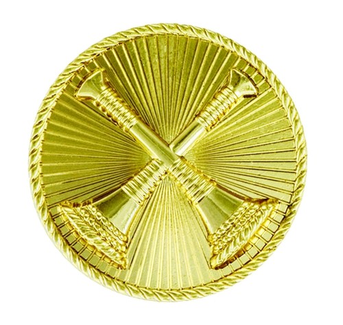 2 Bugles Crossed Gold 15/16" Hero's Pride collar pins fire uniform FD ...