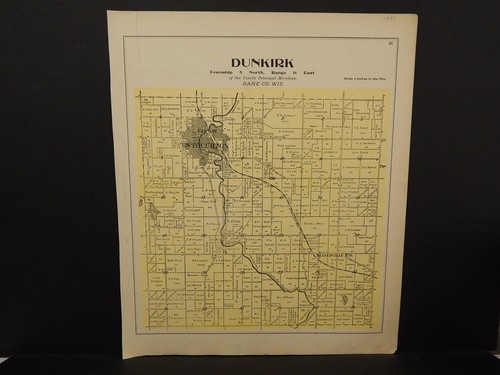 Wisconsin, Dane County Map, 1899 O2#17 Dunkirk Township | eBay