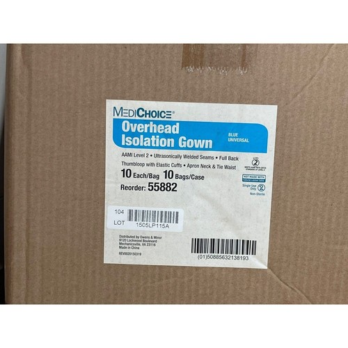 MEDICHOICE Overhead Isolation Gown, AAMI Level 2, 100Pcs Apron Neck ...