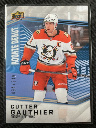 Cutter Gauthier 2024-25 Upper Deck Rookie Debut Blue Parallel RC Card ...