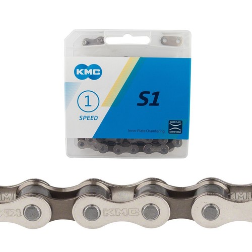 KMC S1 Chain Single Speed 1/2" x 1/8" 112 Links Silver/Black - BMX ...