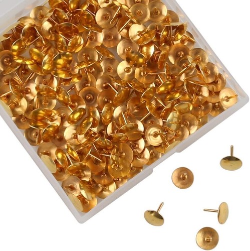 200PCS Flat Push Pins Wall Tacks Round Head Thumbtack (White+Gold) | eBay