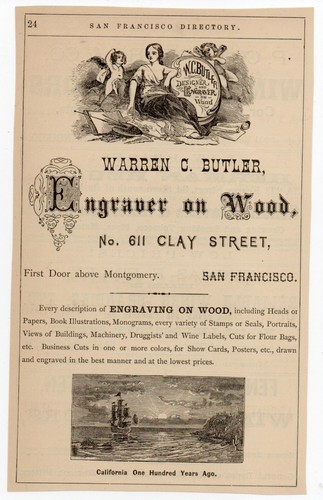 Original 1880s Advertisement Warren Butler Engraver on Wood San ...