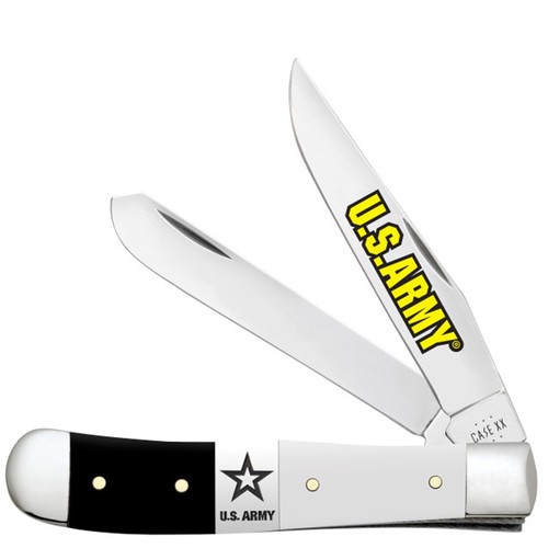 Case Cutlery U.S. Army Trapper Black & White Folding Knife & Medallion ...