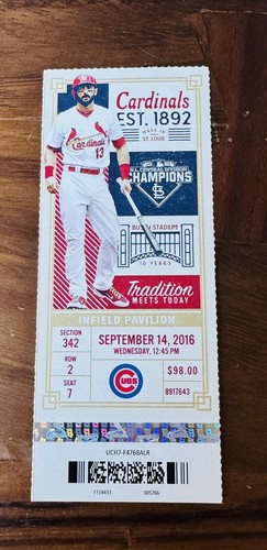 ST. LOUIS CARDINALS VS CUBS 9/14/2016 FULL TICKET ~ ANTHONY RIZZO (2 ...