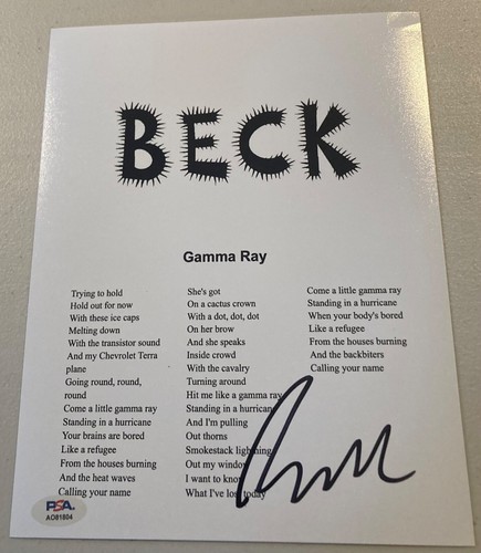 Beck Gamma Ray Modern Guilt Signed Lyric Sheet PSA RARE A | eBay