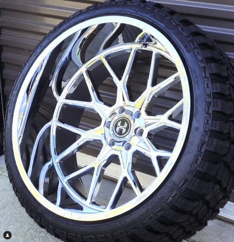 4x NEW 26x14 Hardcore HC104 Wheels & Tires Chrome 6x5.5 Chevy Bronco ...