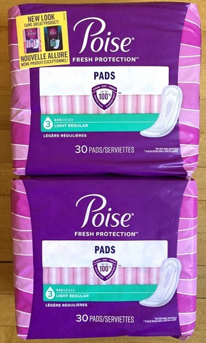 Lot of 2 Poise Fresh Protection Light Regular Flow 3 Pads 30 Count (60 ...