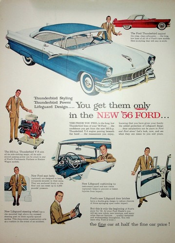 Original 1956 Ford "you get them only in the new 56 Ford" Paper Ad | eBay
