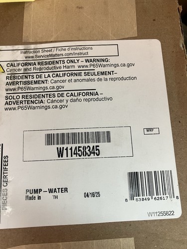 W11458345 Whirlpool Pump New In Box Front Load Washer | eBay