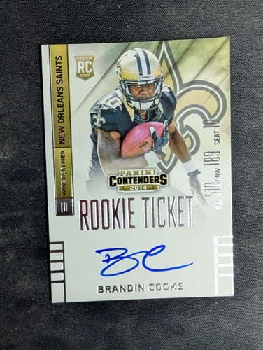 2014 Panini Contenders - Brandin Cooks #207 Rookie Ticket On Card Auto ...