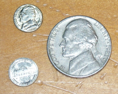 Teeny Tiny Miniature US NICKEL- Set of 5 --cute charismatic coin props ...