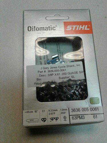STIHL 3636 005 0061 Chain 3/8 Pitch .50 61 DL 18" Bar 63 PM3 61 NEW | eBay