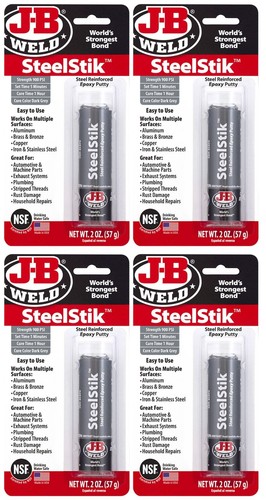J-B Weld SteelStik Lot of 4 Steel Reinforced Grey Epoxy Putty Sticks ...
