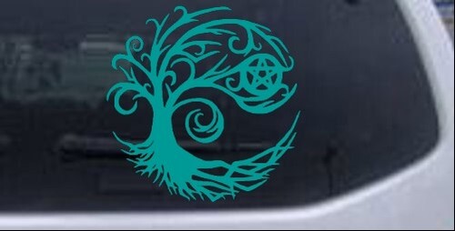 Wiccan Witch Witching Tree Car Truck Window Decal Sticker Turquoise 4X4 ...