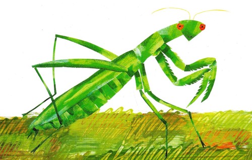 Postcard Eric Carle "Preying Mantis" Illus frm 'Very Quiet Cricket ...