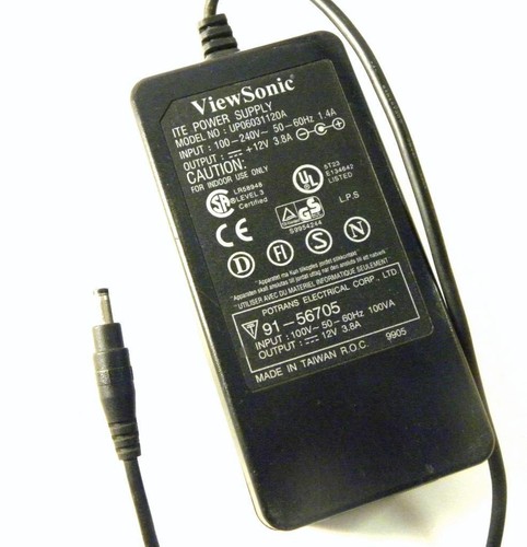 VIEWSONIC UP06031120A AC ADAPTER 12 VDC @ 3.8 A OUTPUT 100-240 VAC @ 1. ...