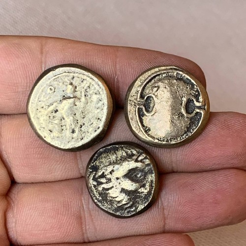 Set Of 3 Rare Ancient Greek Authentic Coins Old Antique Artifact ...