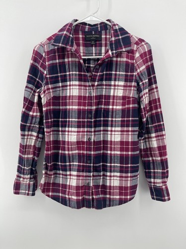 Banana Republic Light Flannel Shirt Top Womens Size XS Pink Purple ...