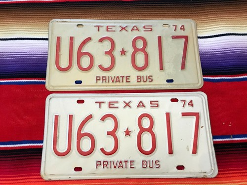 1974 TEXAS LICENSE PLATES PRIVATE BUS U63817 Pair | eBay