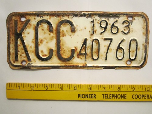 LICENSE PLATE Car Tag 1963 KANSAS CORPORATION COMMISSION KCC 40760 ...