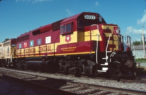 WC 3027 GP-40r MARINETTE WI (WISCONSIN CENTRAL) ORIGINAL SLIDE 07-17-98 ...