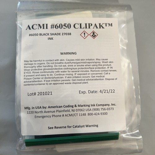 New Genuine ACMI #6050 CLIPAK BLACK SHADE 27038 INK EXP DATE 04/21/2022 ...