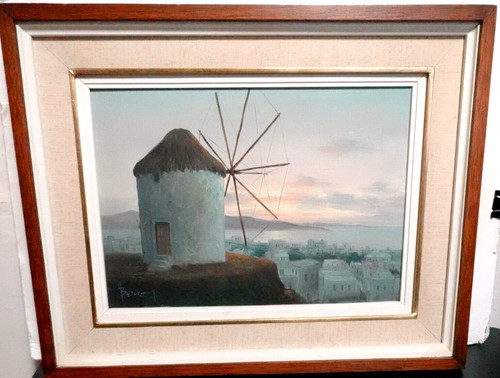 ALEX BRICKMAN "WINDMILL OF MYKONOS" ORIGINAL OIL ON CANVAS LANDSCAPE ...
