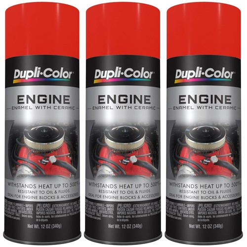 Duplicolor DE1607 (3-Pack), Engine Enamel Paint, Chevy Orange-Red, 12 ...
