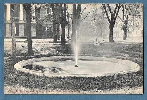 550 1907 Postcard Gasque Memorial Fountain Central Park Marion SC | eBay