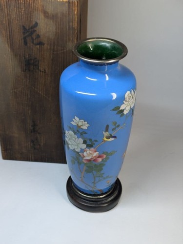 Antique Japanese Owari Cloisonne Vase Shippo Flowers and Birds H7.4 ...