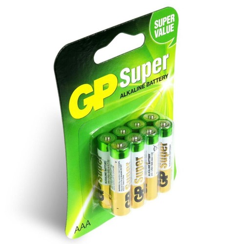 8 GP Super Alkaline AAA Batteries G-Tech LR03 1.5V No Mercury 8BL Pack ...