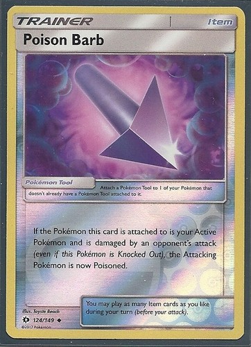 2x POISON BARB 124/149 -SUN & MOON Pokemon Card- Uncommon Trainer-REV ...