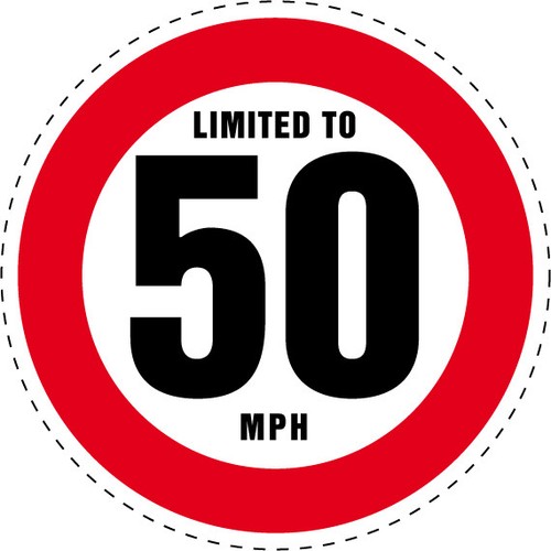 LIMITED TO 50 MPH Vehicle Speed Restriction Sticker Vinyl Car Van 10 Cm ...