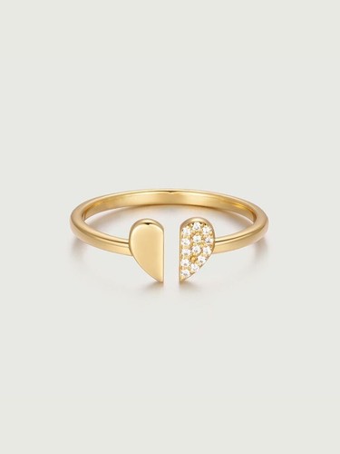 Lab-Grown Diamond Two Half Heart Anniversary Open Women Ring In 10K ...