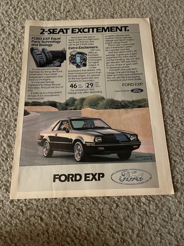 Vintage 1982 FORD EXP Car Print Ad 1980s | eBay
