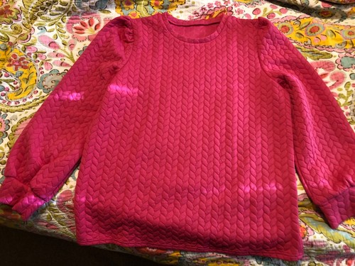 Womens Hot Pink quilt like texture pullover sweatshirt | eBay