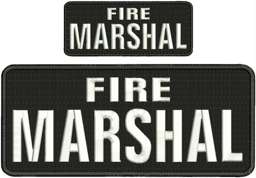 Fire Marshal embroidery patches 4x10 and 2x5 hook white | eBay