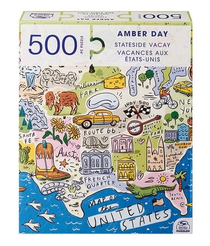 Spin Master Amber Day Stateside Vacay 500 Pieces Puzzle Map of the USA ...