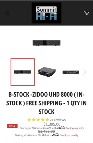 ZIDOO UHD8000 Hi-end DAC Audio Decoder 8K All-in-one Media Player HiFi ...