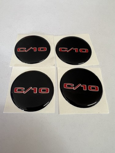 4 EMBLEMS STICKERS BLACK/RED C10 CHEVY SIZE 44 mm OR 1.75" DIAMETER | eBay
