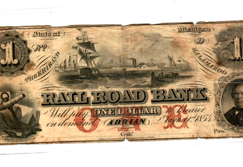 $1 "RAIILROAD BANK" (MICHIGAN) 1800'S $1 "RAILROAD BANK" (MICHIGAN ...