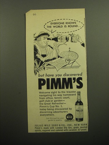 1957 Pimm's Cup No. 1 Ad - Everyone knows the world is round | eBay