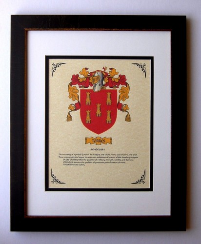 HERALDRY COAT OF ARMS ~ TORRES FAMILY CREST ~ FRAMED | eBay