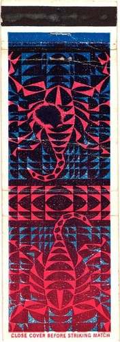 Geometric Shapes Forming A Scorpion In Red And Blue Vintage Matchbook ...
