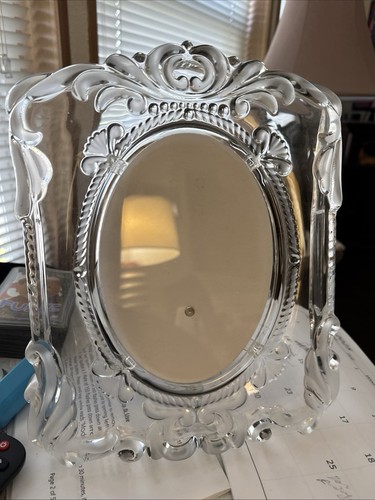 Vintage Glass 5x7 Opening Heavy Crystal Picture Frame Glam Regency ...
