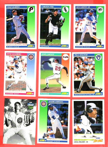 1992 SCORE BASEBALL STARTER SET LOT of 100+ ALL DIFFERENT Random Cards ...